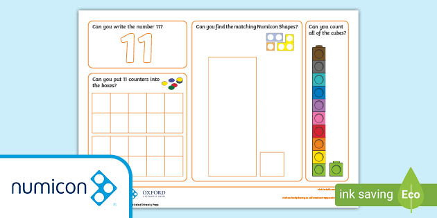 All About Number 11 Activity Mat with Numicon Shapes